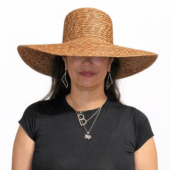Vintage | Accessories | Brown Wide Brim Straw Sun Hat Beach Resort Boho ...